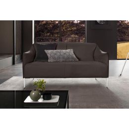 2-Sitzer W.Schillig "sally Design Sofa mit schmalen Armlehnen, bequem und elegant", braun (braun z59), B:154cm H:78cm T:84cm, Longlife Xtra-Leder Z59: Glattleder mit modischer Pr&auml;gung. Hautst&auml;rke 0, 9 - 1, 1 mm., Sofas, mit Metallf&uuml;&szlig;en in Chrom gl&auml;nzend, Breite 154 cm