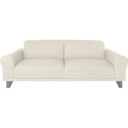 2,5-Sitzer W.Schillig "montanaa bequem, Federkernunterfederung, elegant und edel", wei&szlig; (wei&szlig; z59), B:232cm H:78cm T:94cm, Sofas, mit Metallkufen in Silber matt, Breite 232 cm
