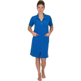 WEWO-Fashion Damenbademantel WEWO FASHION "033" Gr. 48, blau (royalblau), L:100cm, Leichtfrottee, Hausm&auml;ntel, Kragen mit Kordel