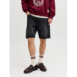 Jack & Jones Shorts JACK & JONES "JJITONY JJORIGINAL SHORTS AKM 111", Herren, Gr. L, N-Gr, schwarz (schwarz denim), Web, Obermaterial: 100% Baumwolle, unifarben, relaxed fit knielang, Hosen Shorts
