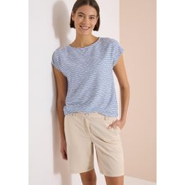 Cecil Damen T-Shirtsurf blau, Gr. XL, gestreift, Stoff, 65% Polyester, 35% Viskose, Shirts, mit feinen Streifen