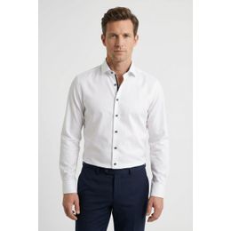 Businesshemd OLYMP "Level 5", Herren, Gr. 40, Verl&auml;ngerter Arm, wei&szlig;, Web, Obermaterial: 97% Baumwolle, 3% Elastolefin, unifarben, k&ouml;rpernah normal, Rundhals, 2-Knopf-Manschette verstellbar, Hemden, Kentkragen, body fit
