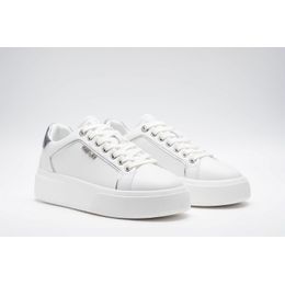 Plateausneaker Replay, Damen, Gr. 41, wei&szlig;, silberfarben, Leder, Synthetik, metallic, unifarben mit Farbeinsatz, Schuhe Plateausneaker, Freizeitschuh, Schn&uuml;rschuh, Halbschuh mit Label