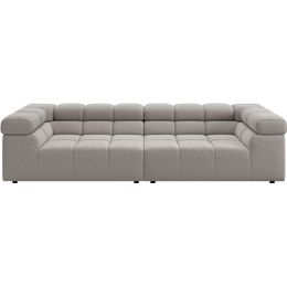 Big-Sofa Home Affaire "Ancona modern, elegant, bequem, viel Platz, B/T/H: 290/110/70 cm", grau (hellgrau), B:290cm H:70cm T:110cm, Sofas, Big-Sofa, auff&auml;llige Steppung, inkl. 2 Zierkissen und verstellbaren Kopfst&uuml;tzen