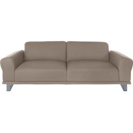 2,5-Sitzer W.Schillig "montanaa bequem, Federkernunterfederung, elegant und edel", braun (stone z59), B:232cm H:78cm T:94cm, Sofas, mit Metallkufen in Silber matt, Breite 232 cm