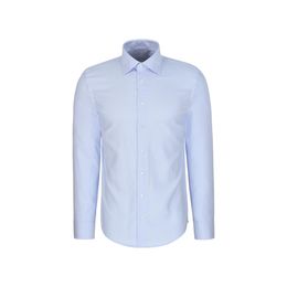 Businesshemd Seidensticker "Schwarze Rose", Herren, Gr. S (38), normale &Auml;rmell&auml;ngen, blau, 100% Baumwolle, Strukturmuster, tailored fit, 2-Knopf-Manschette, Hemden, Shaped 1/1 Kentkragen Struktur
