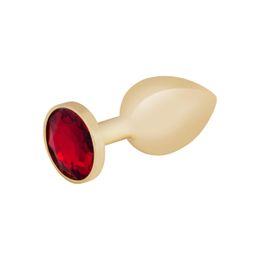 Rimba Edelstahl-Dildo mit Kristall, gold, 7,5 cm