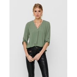 Jacqueline de Yong Shirtbluse JDY "JDYDIVYA LIFE 3/4 TOP WVN NOOS", Damen, Gr. 42 (XL), blau (sea spray), Web, Obermaterial: 100% Polyester, unifarben, loose fit taillenbedeckt, V-Ausschnitt, Blusen