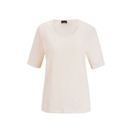 Kurzarmshirt GOLDNER "Kurzgr&ouml;&szlig;e Braunes Halbarm-Oberteil", Damen, Gr. 20, beige (stein), Obermaterial: 76% Polyester PES. 20% Viskose CV. 4% Elasthan EL., gerade, Sonstiges, Shirts, Crash-Optik