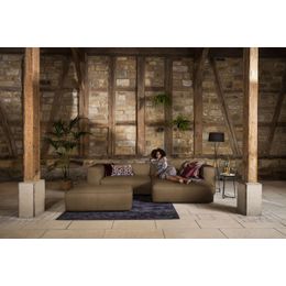 Ecksofa W.Schillig "around-the-block Mega-Sofa & Hocker, viel Platz, Breite 300cm, L-Form", braun (fango z69), B:300cm H:66cm T:164cm, Longlife Xtra-Leder Z69: Das feinnarbige, gedeckte Softleder Z69 besticht durch seine au&szlig;ergew&ouml;hnliche Weichheit im trendigen &raquo;Vintage-Look&laquo;, Hautst&auml;rke 0, 9 - 1, 1 mm;Longlife fabric Flachgewebe T88 (100% Polyester), Sofas, Ecksofa, inklusive Hocker, mit eleganter