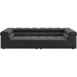 Big-Sofa Home Affaire "Ancona modern, elegant, bequem, viel Platz, B/T/H: 290/110/70 cm", grau (steel), B:290cm H:70cm T:110cm, Sofas, Big-Sofa, auff&auml;llige Steppung, inkl. 2 Zierkissen und verstellbaren Kopfst&uuml;tzen