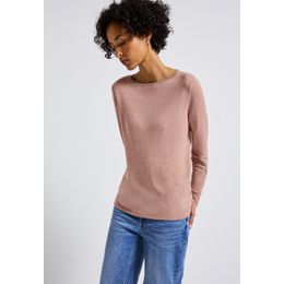 Strickpullover Street One, Damen, Gr. 36, faded rose meliert, Strick, Obermaterial: 60% Viskose, 40% Baumwolle, unifarben, l&auml;ssig geschnitten h&uuml;ftbedeckend, U-Boot-Ausschnitt, Flachstrickb&uuml;ndchen, Pullover Strickpullover, mit U-Boot-Ausschnitt