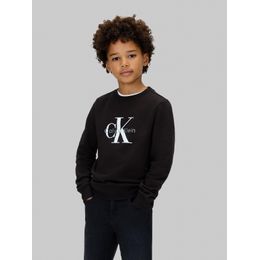 Sweatshirt Calvin Klein Jeans "CK MONOGRAM TERRY CN SWEATSHIRT", M&auml;dchen, Gr. 10 (140), ck schwarz, Sweatware, Obermaterial: 100% Baumwolle, unifarben, regular fit h&uuml;ftlang, Rundhals, eingesetzt B&uuml;ndchen, Sweatshirts Sweatshirt, f&uuml;r Kinder bis 16 Jahre, Logo-Print