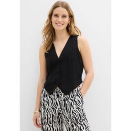 Anzugweste bonprix, Damen, Gr. 36/38 (S), schwarz, Interlock, Obermaterial: 95% Polyester, 5% Elasthan, unifarben, eng taillenlang, V-Ausschnitt, Westen Anzugweste, aus fester Interlock-Qualit&auml;t, eng anliegende Passform