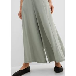 Culotte bonprix "Jersey-Culotte mit weitem Bein", Damen, Gr. 40/42 (M), N-Gr, gr&uuml;n (rauchgr&uuml;n), Obermaterial: 70% Modal, 30% Polyester, loose fit, Hosen Culotte, aus Modal und Polyester, Loose fit Passform, weites Bein