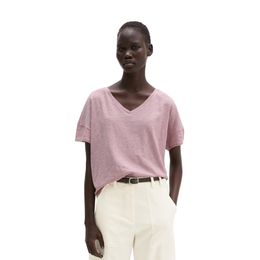 Marc O'Polo T-Shirt MARC O'POLO "aus Slub-Jersey", Damen, Gr. M, mild rose, Obermaterial: 100% Baumwolle, unifarben, Basic, loose fit, V-Ausschnitt, normaler Saum, Shirts T-Shirt