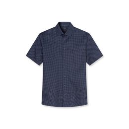 Kurzarmhemd OLYMP "Luxor", Herren, Gr. 42, N-Gr, marine, Web, Obermaterial: 100% Baumwolle, tailliert normal, Hemden, Businesshemd, modern fit, New-Kentkragen