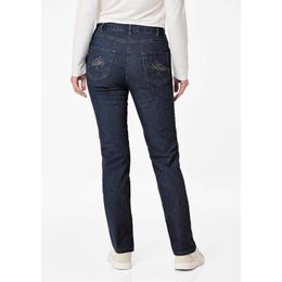 Stretch-Jeans GOLDNER "Denimhose mit Stretchkomfort", Damen, Gr. 40, N-Gr, blau (dunkelblau), Obermaterial: 83% Baumwolle CO. 16% Polyester PES. 1% Elasthan EL., normal, Jeans, Ohne