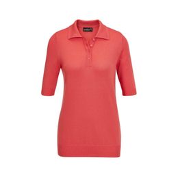 Kurzarmpullover GOLDNER "Hemdkragenpullover mit Knopfleiste", Damen, Gr. 42, orange (koralle), Obermaterial: 50% Baumwolle CO. 50% Polyacryl PAN., normal, Sonstiges, Pullover, Ohne
