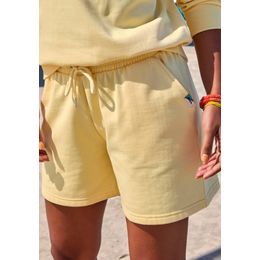 Sweatshorts Bench., Damen, Gr. 32/34, N-Gr, hellgelb, Sweatware, Obermaterial: 60% Baumwolle, 40% Polyester, unifarben, bequem kurz, Hosen Sweatshorts, mit seitlichen Taschen, Loungewear