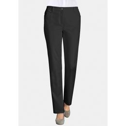 Stoffhose GOLDNER "Kurzgr&ouml;&szlig;e Baumwollhose mit Dehnbund", Damen, Gr. 21, K-Gr, schwarz, Obermaterial: 98% Baumwolle CO. 2% Elasthan EL., normal, Hosen Stoffhose, Ohne
