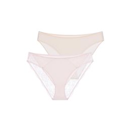 Slip Dorina "Willa", Damen, Gr. L, pink, ivory, Microfaser, Obermaterial: 86% Polyamid, 14% Elasthan, k&ouml;rpernah, Unterhosen Slip, teilweise mit floraler Spitze