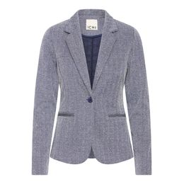 Blusenblazer Ichi "Blazer IHKATE", Damen, Gr. M, blau (patriot blau herringbone), Obermaterial: 73% Polyester PES. 25% Viskose CV. 2% Elasthan EL., Blazer Blusenblazer
