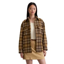 Marc O'Polo Outdoorjacke MARC O'POLO "aus italienischem Wolle-Mix", Damen, Gr. 36, schwarz braun, Obermaterial: 75% Wolle, 25% Polyamid, kariert, loose fit, Manschette, Jacken Outdoorjacke