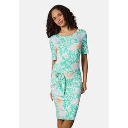 Sommerkleid Ragwear "Taggiana Print YOUMODO", Damen, Gr. L (40), Normalgr&ouml;&szlig;en, mint, Material: 95% Viskose, 5% Elasthan, tailliert knielang, Rundhals, &Auml;rmel ohne &Auml;rmelschlitz, Kleider Sommerkleid, Damen Midikleid mit Taillenband und Taschen