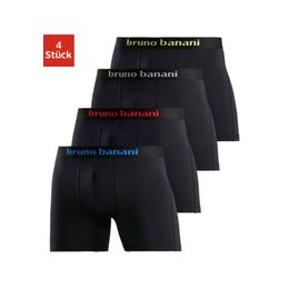 Boxer Bruno Banani "Boxershorts f&uuml;r Herren", Herren, Gr. S, 4 Stk., schwarz, Jersey, Obermaterial: 95% Baumwolle, 5% Elasthan, unifarben, k&ouml;rpernah, Unterhosen, mit l&auml;ngerem Bein und auff&auml;lligen Logobund