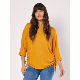 Klassische Bluse Apricot "Bluse", Damen, Gr. L (40), gelb, gewebt, Obermaterial: 51% Viskose CV. 45% Polyester PES. 4% Elasthan EL., uni, Blusen Bluse, mit seitlicher Raffung
