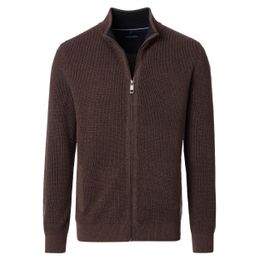 Strickjacke Casamoda "Casamoda Strickjacke uni", Herren, Gr. L, kastanienbraun, 60% Baumwolle, 40% Polyacryl, Strickjacken Strickjacke