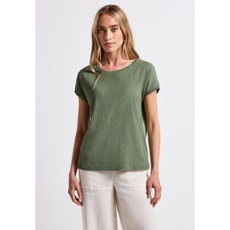 T-Shirt Street One, Damen, Gr. 34, gr&uuml;n (dry salvia gr&uuml;n), Stoff, 95% Viskose, 5% Elasthan, unifarben, normal normal, U-Boot-Ausschnitt, abgesteppt, Shirts T-Shirt, aus elastischem Materialmix