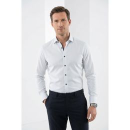 Businesshemd OLYMP "Level 5", Herren, Gr. 40, Verl&auml;ngerter Arm, bleu, Web, Obermaterial: 97% Baumwolle, 3% Elastolefin, gemustert, k&ouml;rpernah normal, Rundhals, 2-Knopf-Manschette verstellbar, Hemden, Kentkragen, body fit