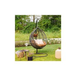 Home Deluxe Polyrattan H&auml;ngesessel mit Gestell CIELO - Grau/Braun