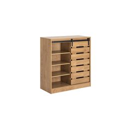 sobuy Schuhschrank mit 1 T&uuml;r Holzfarbe 80x35x89cm Modern
