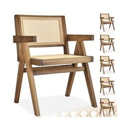 TecTake&reg; Armlehnstuhl, Boho-Stil, massives Holzgestell mit Lackierung, 59 x 56,5 x 82,5 cm, Belastbarkeit 120 kg