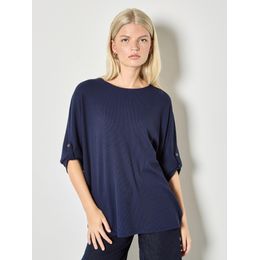 Stricktop Apricot "Top", Damen, Gr. S (36), blau (navy), Strick, Obermaterial: 63% Polyacryl PAN recyc.. 34% Viskose LENZING ECOVERO CV LenzEcov. 3% Elasthan EL., uni, Tops Stricktop, mit Knopfdetail