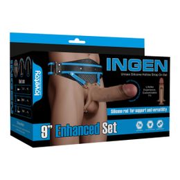 Lovetoy INGEN - Unisex Silicone Hollow Strap On Set L-XXL, 23 cm