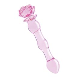 dreamtoys Glaze Glass - Rosebud Beaded Dildo, 20 cm