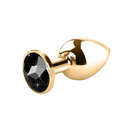 Rimba Edelstahl-Dildo mit Kristall, gold, 7,5 cm