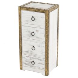 MCW KOMMODE 4 SCHUBLADEN SHABBY-LOOK Cremewei&szlig;