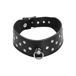 Rimba Breites Leder-Halsband mit Flachnieten