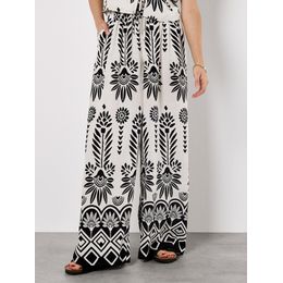 Wirkhose Apricot "Hose", Damen, Gr. XS (34), N-Gr, beige (stein), Obermaterial: 90% Viskose CV. 10% Leinen LI., gebl&uuml;mt, Hosen, mit Blumenbord&uuml;re