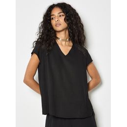 Shirttop Apricot "Top", Damen, Gr. XS (34), schwarz, gewebt, Obermaterial: 82% Viskose CV. 18% Leinen LI., unifarben, Nicht angegeben, V-Ausschnitt, Tops Shirttop, Spitze