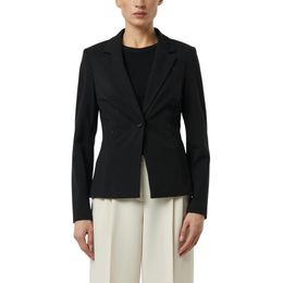 Jackenblazer comma, Damen, Gr. 38, schwarz, Web, Obermaterial: 50% Viskose, 42% Polyamid, 8% Elasthan, unifarben, k&ouml;rpernah h&uuml;ftbedeckend, tiefer V-Ausschnitt, abgesteppte Kante, Blazer, mit Reverskragen und 1-Knopf-Verschluss