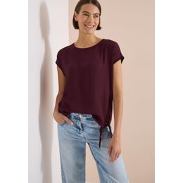 Kurzarmbluse Cecil, Damen, Gr. L (42), sweet grape rot, Web, Obermaterial: 100% Viskose, unifarben, l&auml;ssig geschnitten h&uuml;ftbedeckend, Rundhals, abgestepptes B&uuml;ndchen, Blusen, Sommershirt mit Knotendetail
