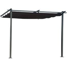 PERGOLA - MARKISE pergola adoss&eacute;e avec toit r&eacute;tractable - 3 x 3 m - gris anthracite Grau