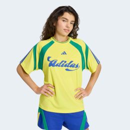 T-Shirt adidas Sportswear "HOUSE OF TIRO TRIKOT", Damen, Gr. L, gelb (bright gelb, bold gr&uuml;n, bold blau), Obermaterial: 100% Polyester, Rundhals, Shirts T-Shirt