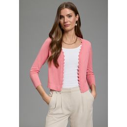 Strickjacke Laura Scott, Damen, Gr. 48/50, rosa, Feinstrick, Obermaterial: 70% Viskose, 30% Polyamid, unifarben, figurumspielend taillenbedeckt, V-Ausschnitt, Strickjacken Strickjacke, leichte Feinstrickjacke mit femininer Wellenkante